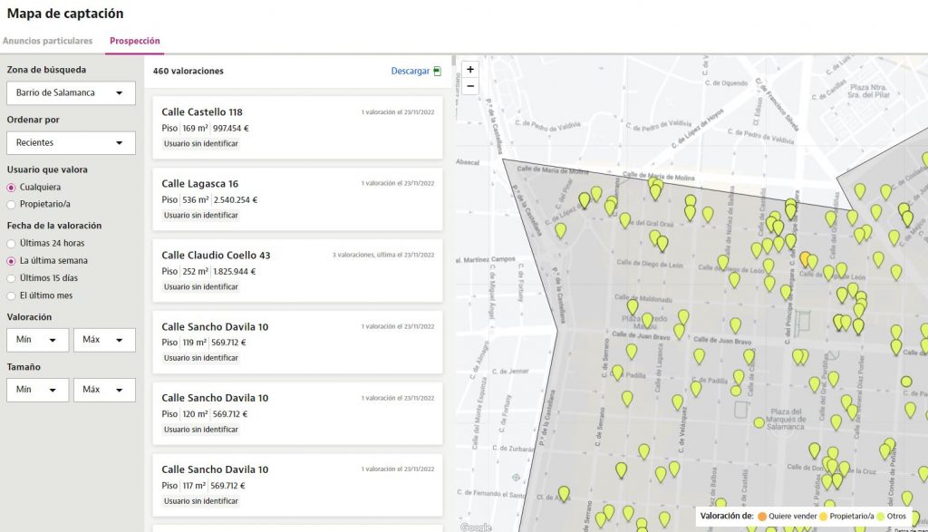 Mapa de captación – Ayuda de idealista/tools
